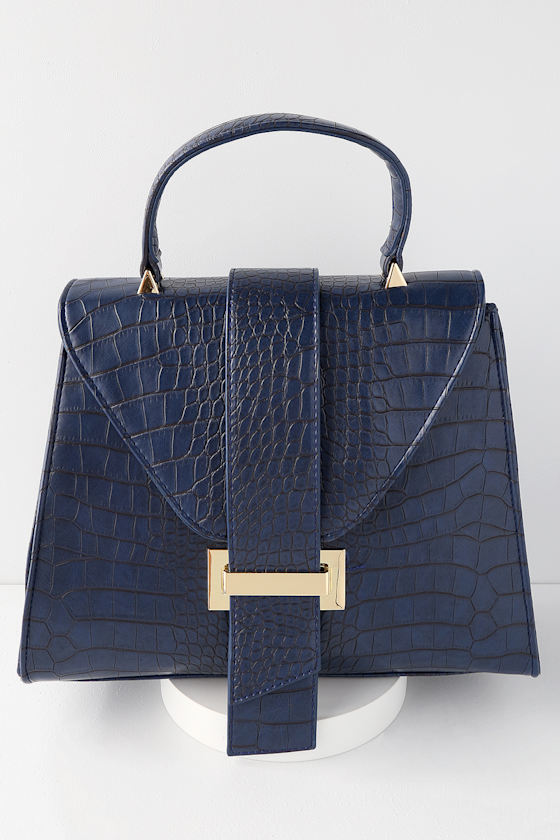 Chic Vegan Purse - Navy Blue Purse - Crocodile Embossed Purse - Lulus