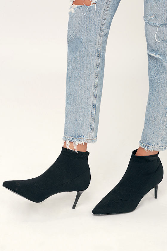 Cool Black Sock Booties - Ankle Booties - Knit Boots - Knit Pumps - Lulus
