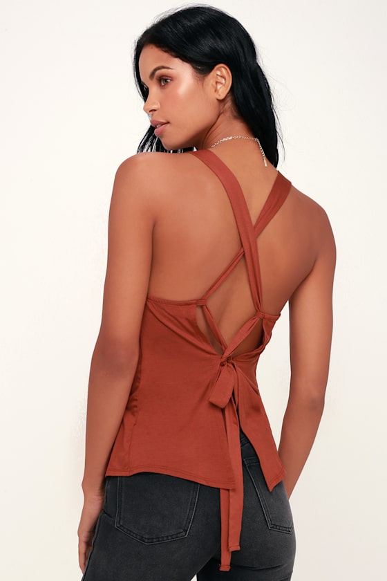 Cute Lace-Up Tank Top - Rust Red Tank Top - Backless Tank Top - Lulus