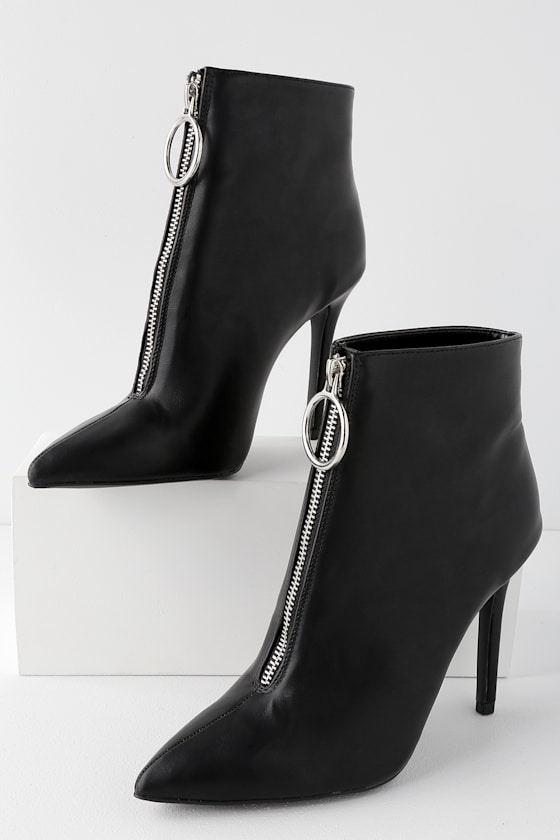 Cool Black Ankle Booties - Zipper Booties - Vegan Ankle Booties - Lulus