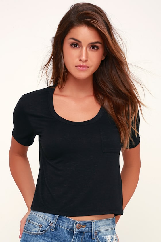Rhythm My Tee - Black T-Shirt -Pocket T-Shirt - Basic Black Tee - Lulus