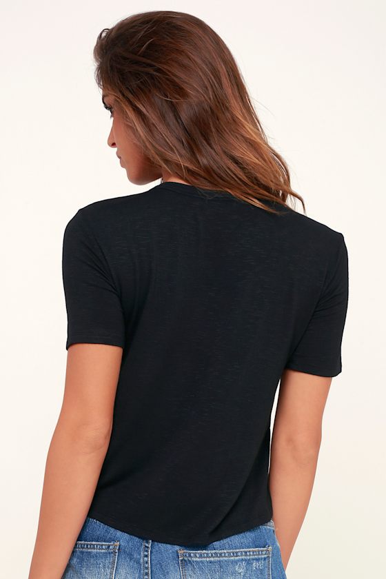 Rhythm My Tee - Black T-Shirt -Pocket T-Shirt - Basic Black Tee - Lulus
