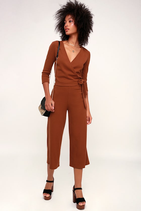 Cute Rust Brown Pants - Culotte Pants - Brown Ribbed Pants - Lulus