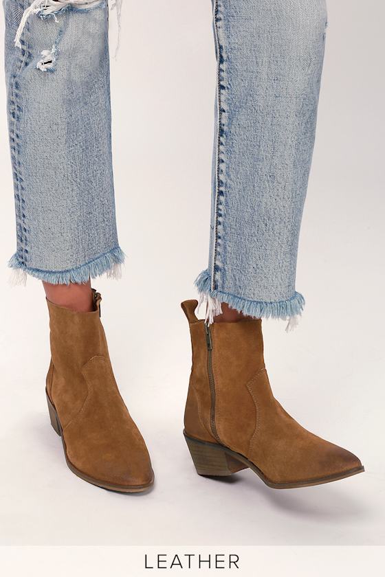 Rebels Mara Burnt Bronze Boots - Suede Leather Ankle Boots - Lulus