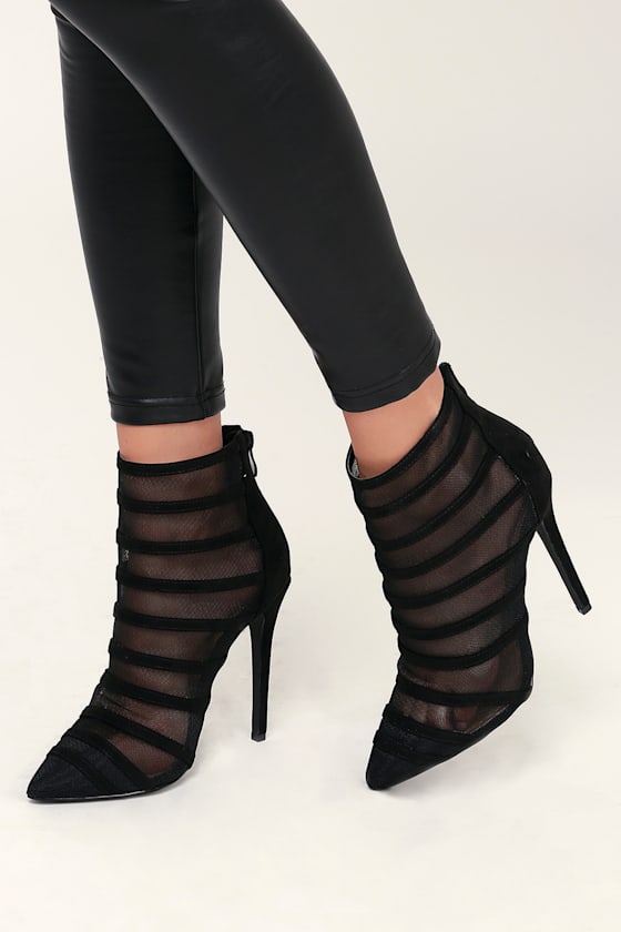 Sexy Black Booties - Mesh Ankle Booties - High Heel Booties - Lulus