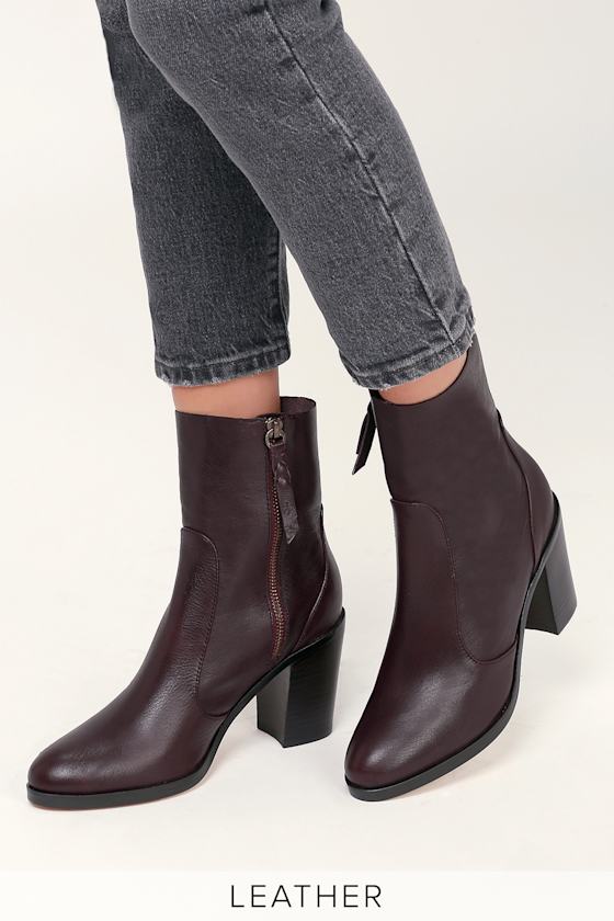 Splendid Roselyn Deep Plum - Genuine Leather Booties - Booties
