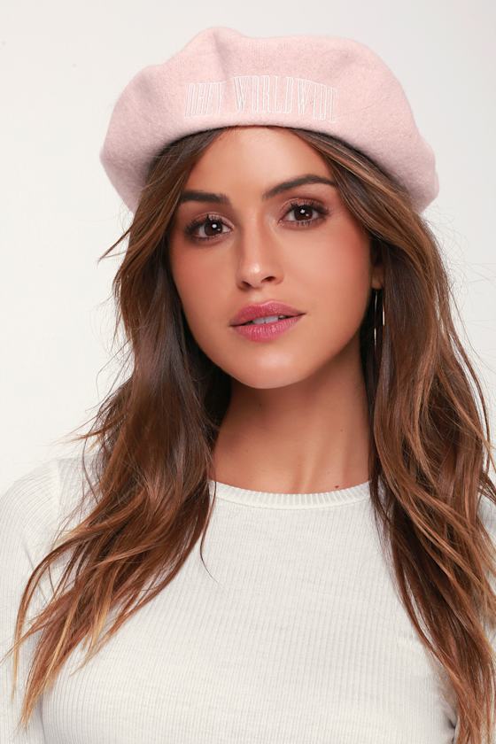 Obey Betsy - Mauve Pink Beret - Embroidered Beret - Wool Beret - Lulus