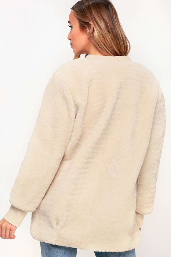 Cute Faux Fur Jacket - Cream Faux Fur Jacket - Bomber Jacket - Lulus