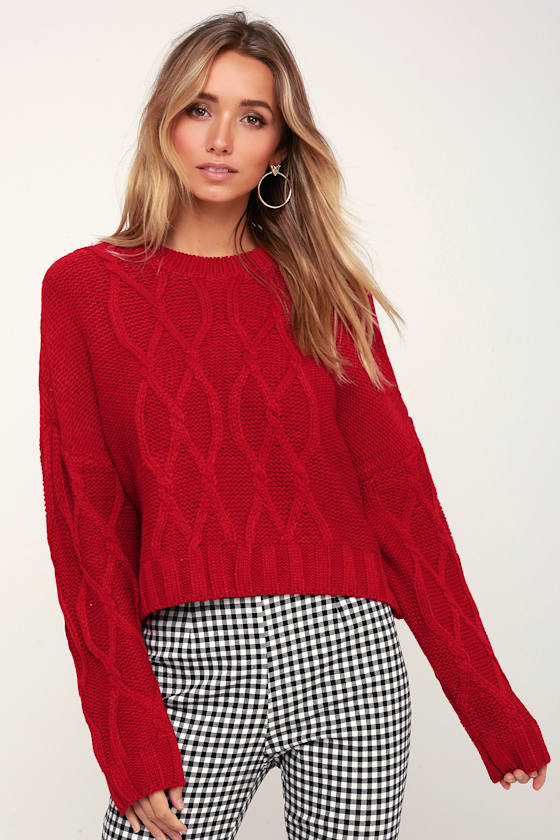 Cute Red Sweater - Sweater - Cable Knit Sweater - Cozy Sweater - Lulus