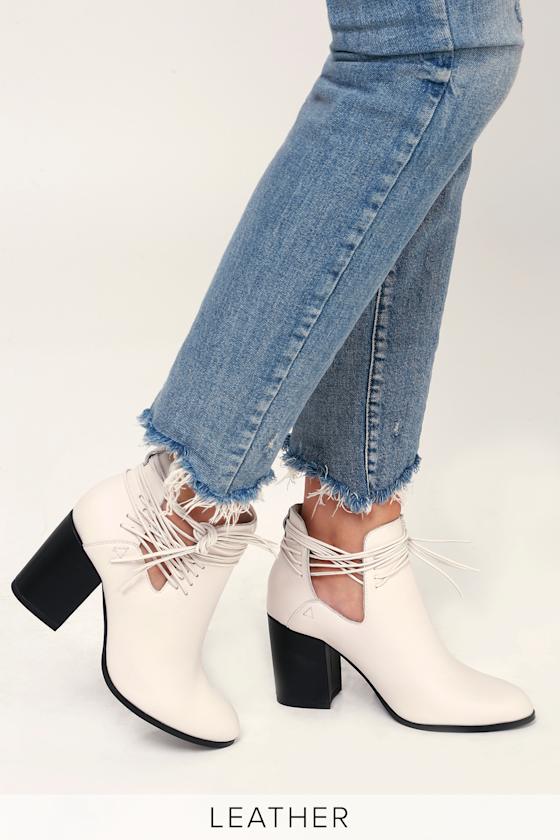 Kelsi Dagger Wellington - Vanilla Ankle Booties - Leather Booties - Lulus