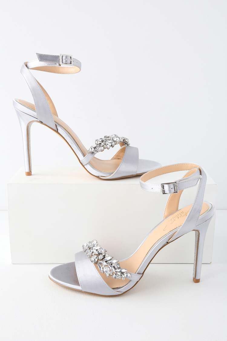 Silver Satin Heels