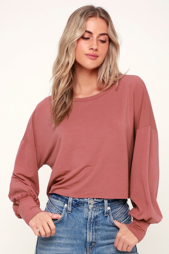 Cute Mauve Pink Top Sweater Top Balloon Sleeve Top Top Lulus