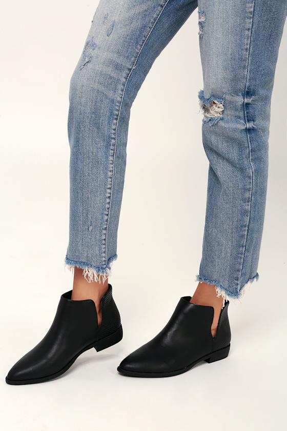 Cute Black Ankle Booties - Cutout Ankle Boots - Vegan Boots - Lulus