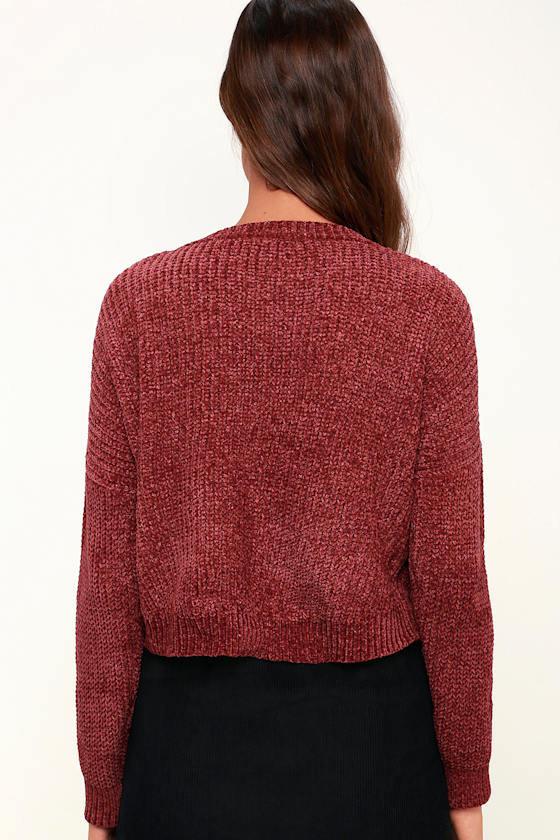 Cozy Chenille Sweater - Cropped Sweater Top - Rust Red Sweater - Lulus