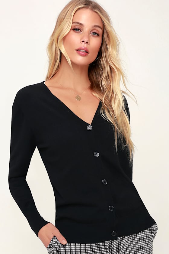 Cute Black Cardigan - Black Cardigan Sweater - Light Cardigan - Lulus