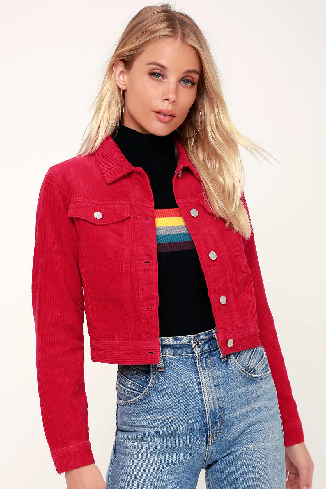 Rolla's Runaway Jacket - Red Corduroy Jacket - Cropped Jacket - Lulus