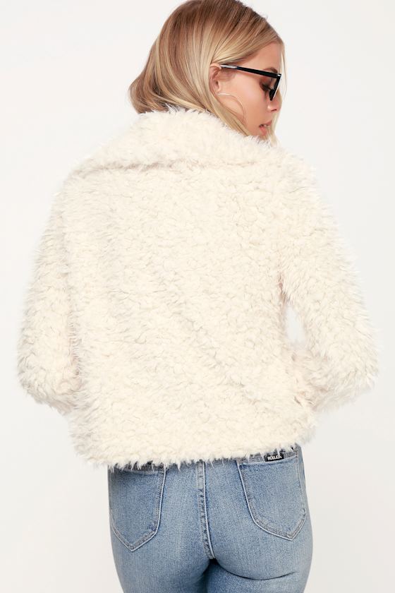 Billabong Fur Keeps - Ivory Cropped Jacket - Faux Fur Jacket - Lulus
