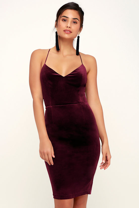 Sexy Burgundy Dress Lace Up Dress Velvet Bodycon Dress Lulus