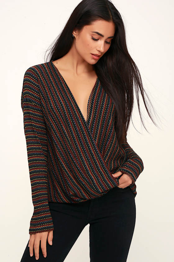 Cute Black Multi Top - Rainbow Top - Striped Top - Sweater Top - Lulus