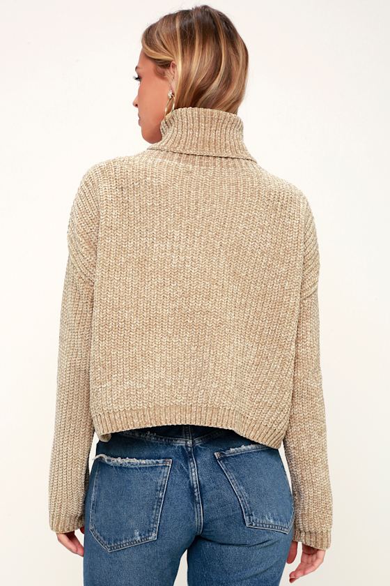 Blank NYC - Beige Chenille Sweater - Chenille Turtleneck Sweater - Lulus