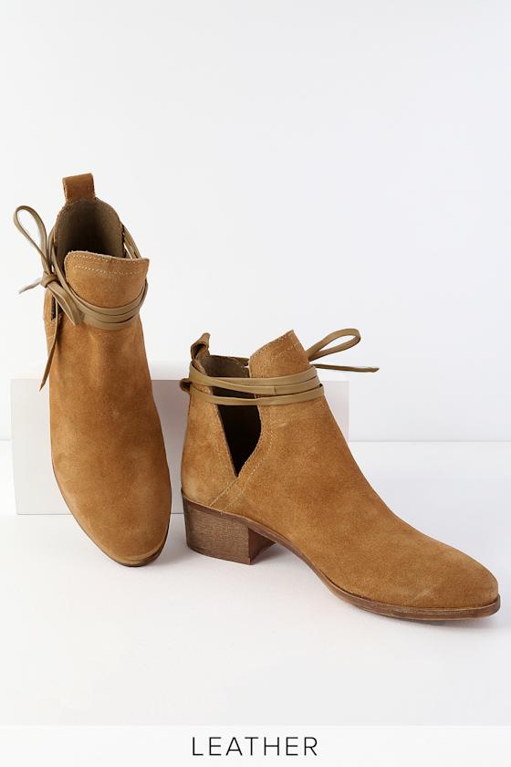 Lulus X Matisse Pacey - Tan Suede Booties - Cutout Booties