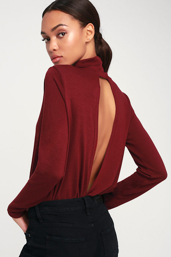 Cute Burgundy Top - Sweater Top - Backless Sweater Top - Top - Lulus