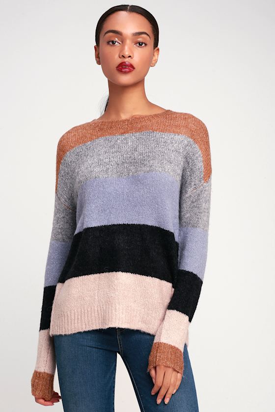 Cute Multi Striped Sweater - Knit Sweater - Oversized Sweater - Lulus