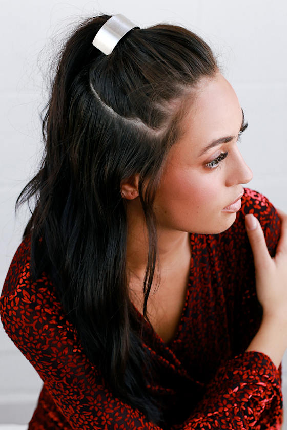 Cool Silver Hair Clip - Silver Ponytail Hair Clip - Ponytail Clip - Lulus