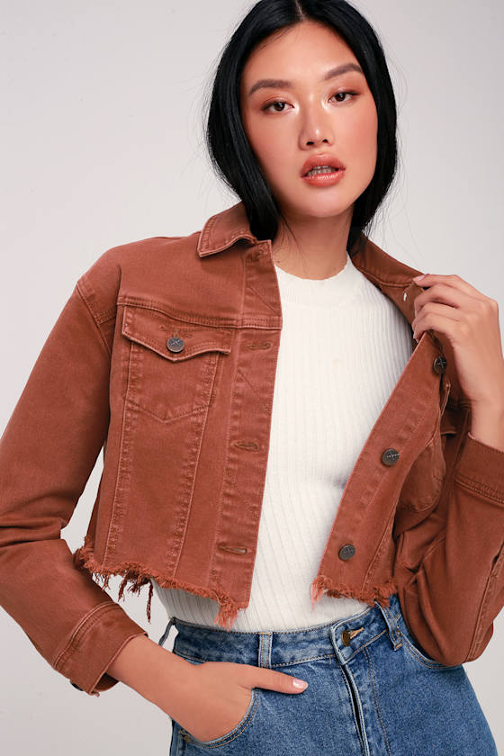 Unpublished Dre Jacket - Rust Red Jacket - Cropped Denim Jacket - Lulus