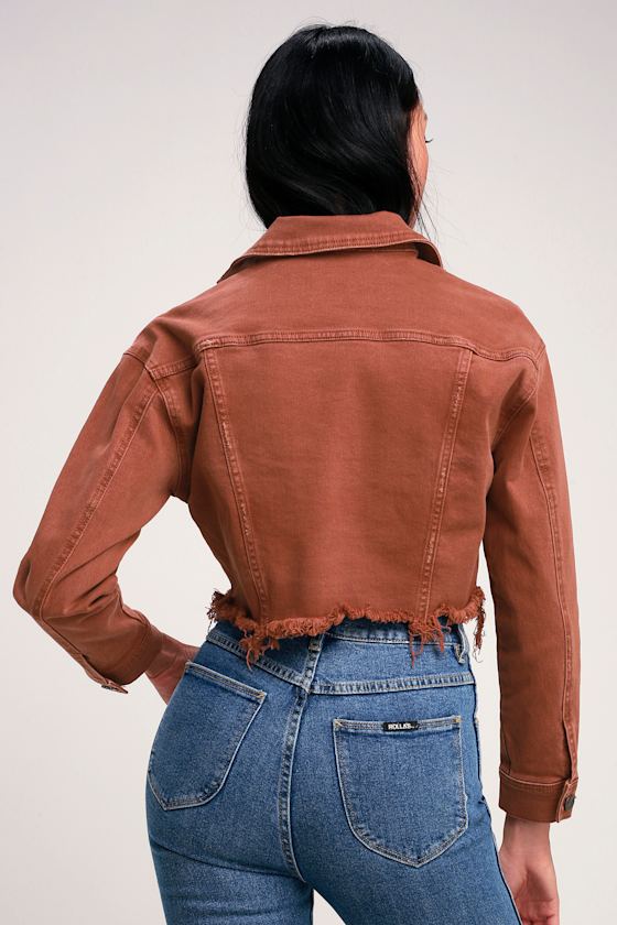 Unpublished Dre Jacket - Rust Red Jacket - Cropped Denim Jacket - Lulus