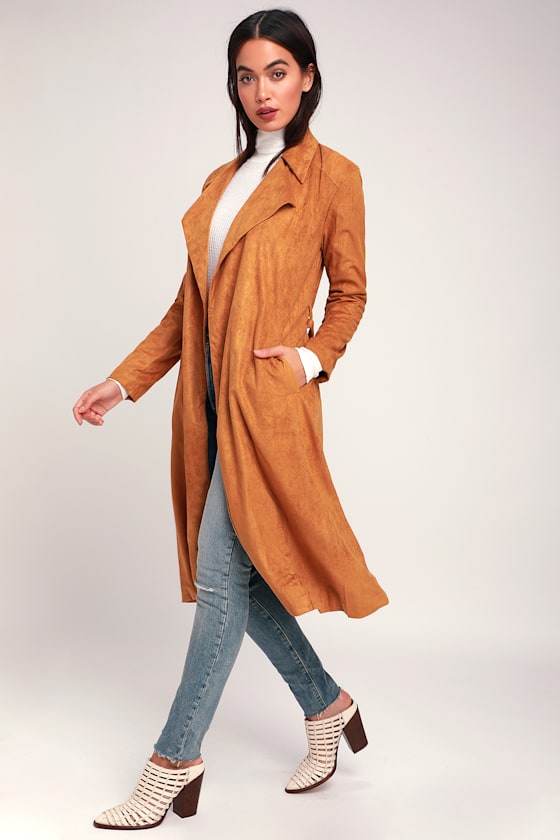 Chic Tan Trench Coat - Vegan Suede Trench Coat - Tan Coat - Lulus