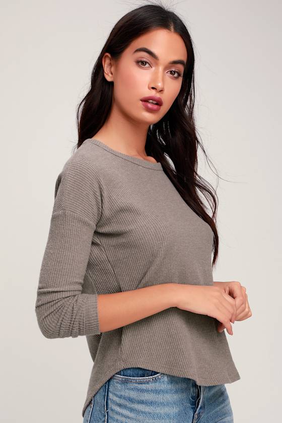 Project Social T Baizen - Taupe Top - Long Sleeve Top - Lulus