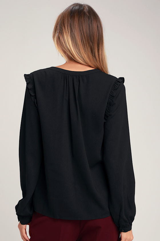 Chic Blouse - Black Blouse - Button-Up Top - Long Sleeve Top - Lulus