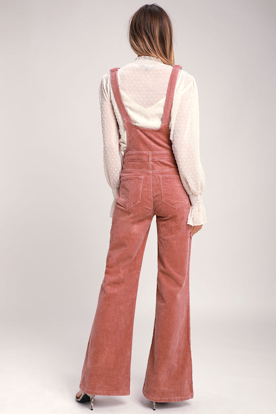 Cute Dusty Rose Overalls - Corduroy Overalls - Flare Leg Overalls - Lulus