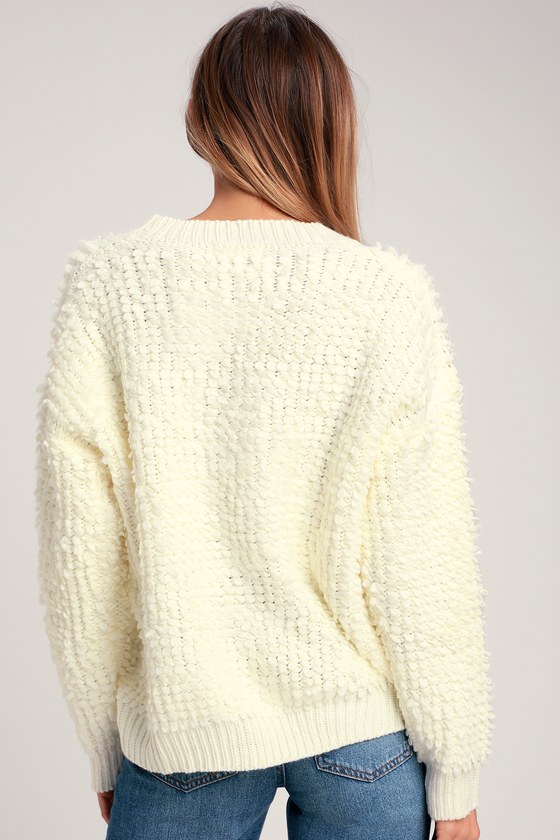 Cute Ivory Sweater - Knit Sweater - Fuzzy Sweater - Sweater - Lulus