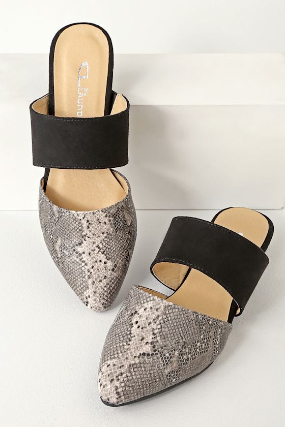 CL by Laundry Enya - Cutout Slides - Black and White Snake Slide - Lulus