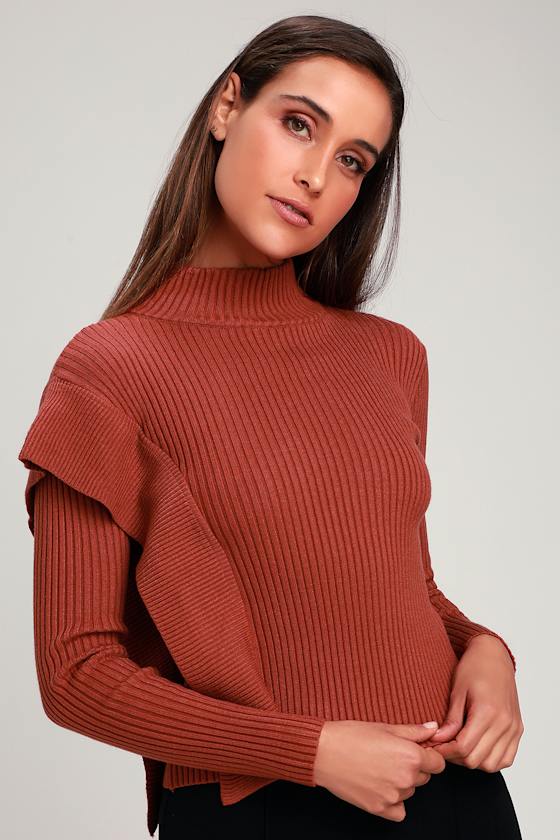 Cool Rusty Rose Top - Sweater Top - Ribbed Sweater Top - Sweater - Lulus