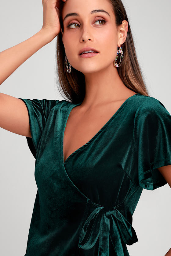 Others Follow Daly - Green Velvet Top - Velvet Wrap Top - Lulus