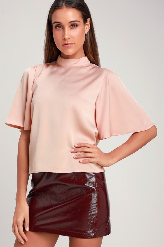 Cute Blush Pink Top Mock Neck Top Office Top Lulus