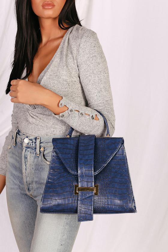 Chic Vegan Purse - Navy Blue Purse - Crocodile Embossed Purse - Lulus