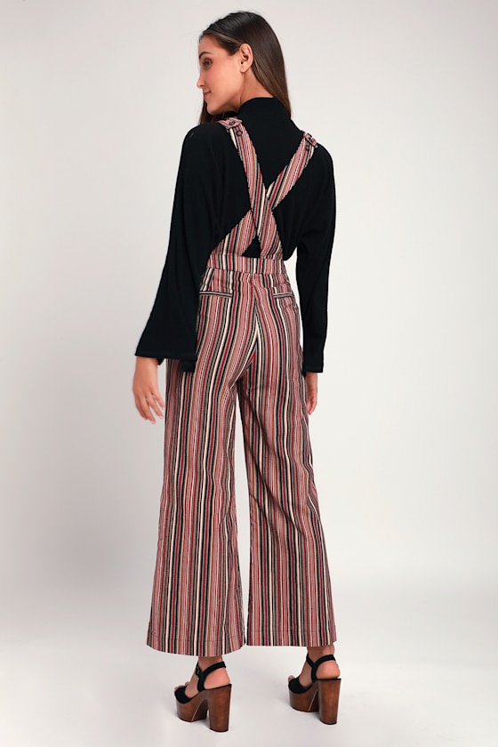 Moon River - Multi Stripe Corduroy Overalls - Palazzo Overalls - Lulus