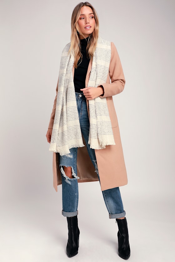 Cute Blue and White Scarf - Striped Scarf - Fuzzy Scarf - Lulus