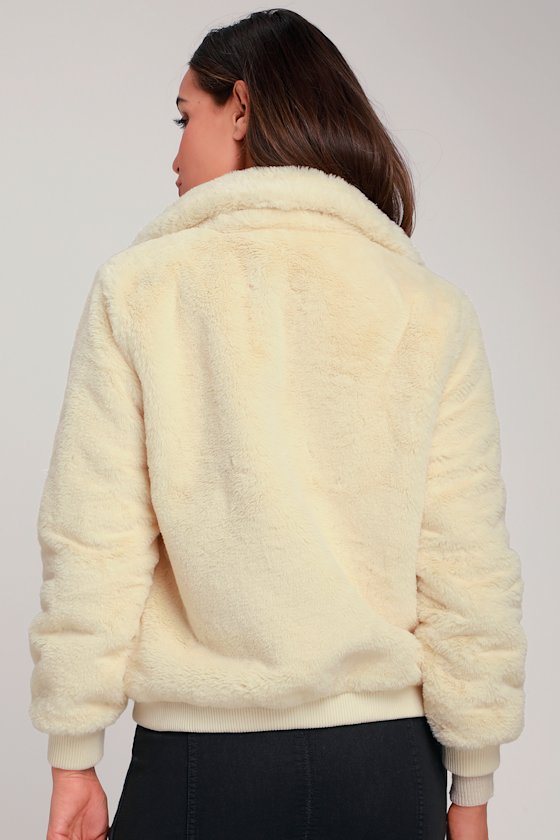 Chic Cream Jacket - Faux Fur Jacket - Faux Fur Bomber Jacket - Lulus