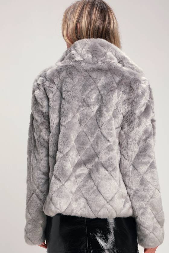 Cool Grey Jacket - Faux Fur Jacket - Open Front Jacket - Jacket - Lulus