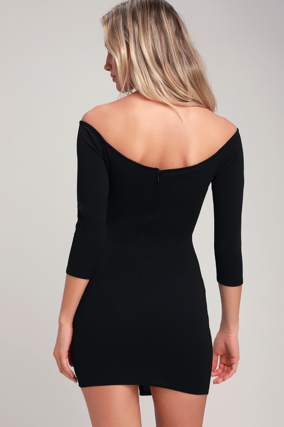 Sexy Black Dress Off The Shoulder Dress Bodycon Dress Lbd Lulus