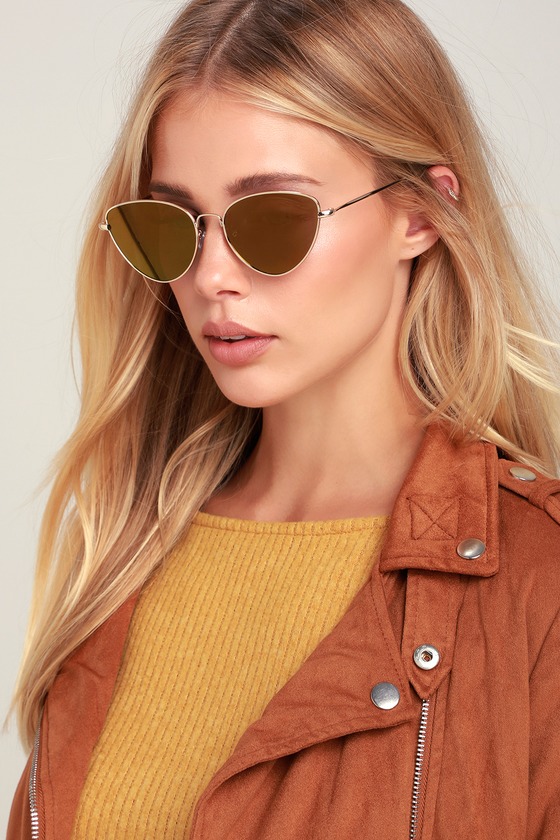 Gold And Pink Mirrored Sunglasses Cat Eye Wire Sunglasses Lulus