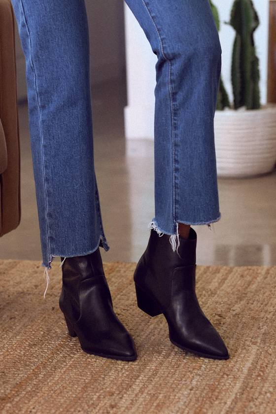 Cute Black Booties - Mid-Calf Booties - Vegan Booties - Lulus