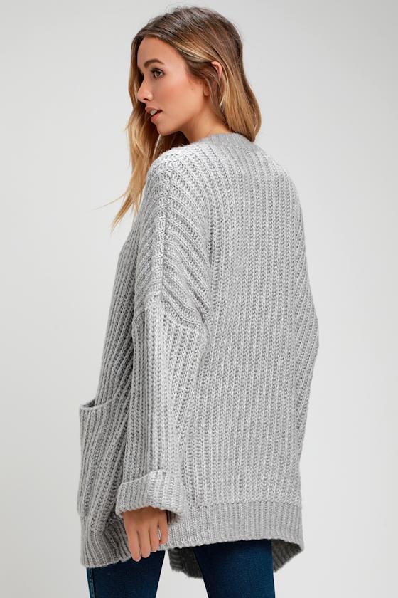 Cute Grey Cardigan - Oversized Cardigan - Knit Cardigan - Lulus