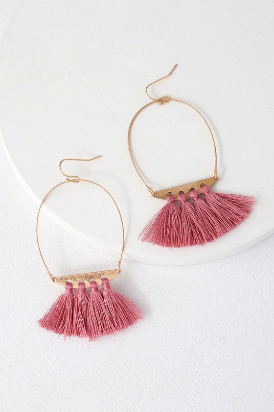 Boho Earrings - Gold and Rusty Rose Earrings - Tassel Earrings - Lulus