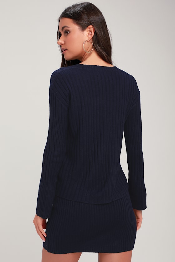 Cute Navy Blue Top - Sweater Top - Ribbed Sweater Top - Lulus